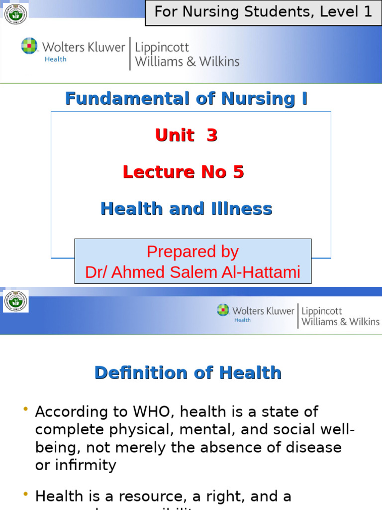 Lecture No 4 Unit 3 Fundamental Health, Illness & Basic Human Needs 1 ...