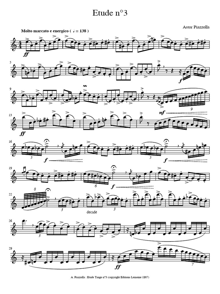 Astor Piazzolla Etude - N°3 (Source Musescore) | PDF | Musical Forms | Elements Of Music