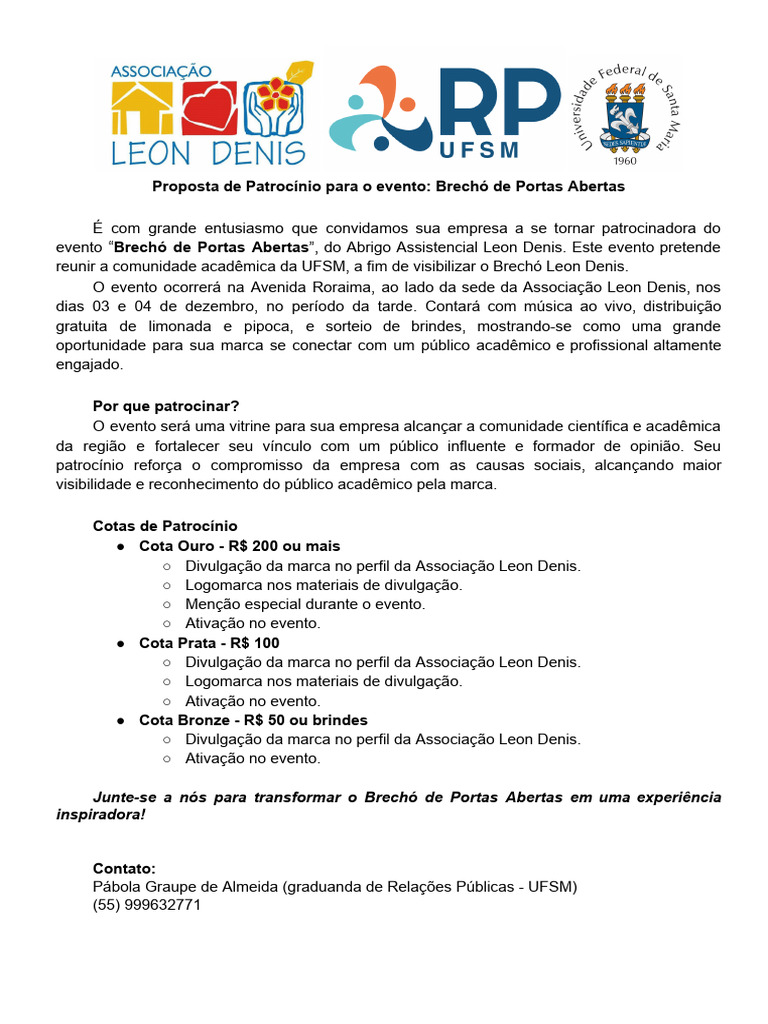 Carta de Patrocínio - Leon Denis | PDF