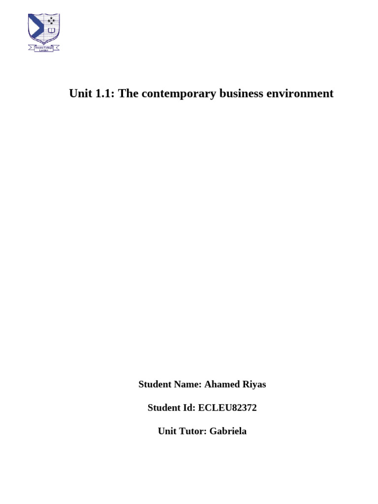 Mohammed Ryas - Unit 1 - 1st Formative | PDF | Organizational Structure | Marketing