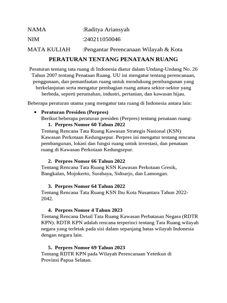 Pengantar PWK Penataan Ruang | PDF