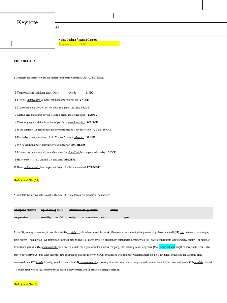 Advanced Test1 Units1and2 (Word) | PDF | Fashion | Clothing
