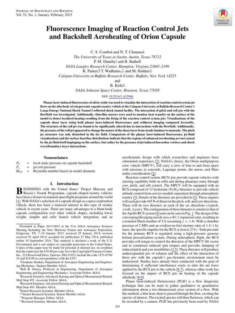 Fluorescence Imaging of Reaction Control Jets Orion Capsule | PDF ... Fluorescence Imaging of Reaction Control Jets Orion Capsule | PDF ...