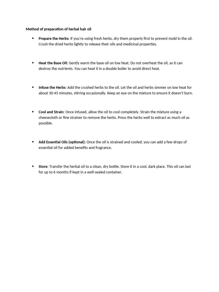 Herbal Hair Oil Preparation Guide | PDF