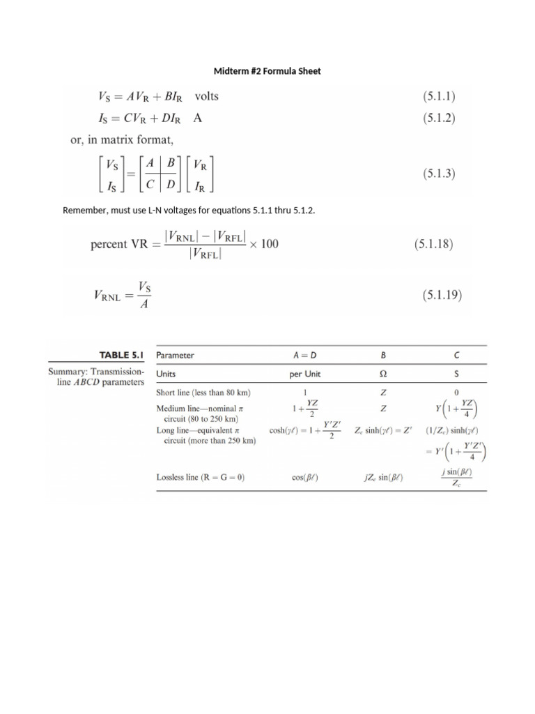 Formula Sheet Midterm 2 (Updated) | PDF