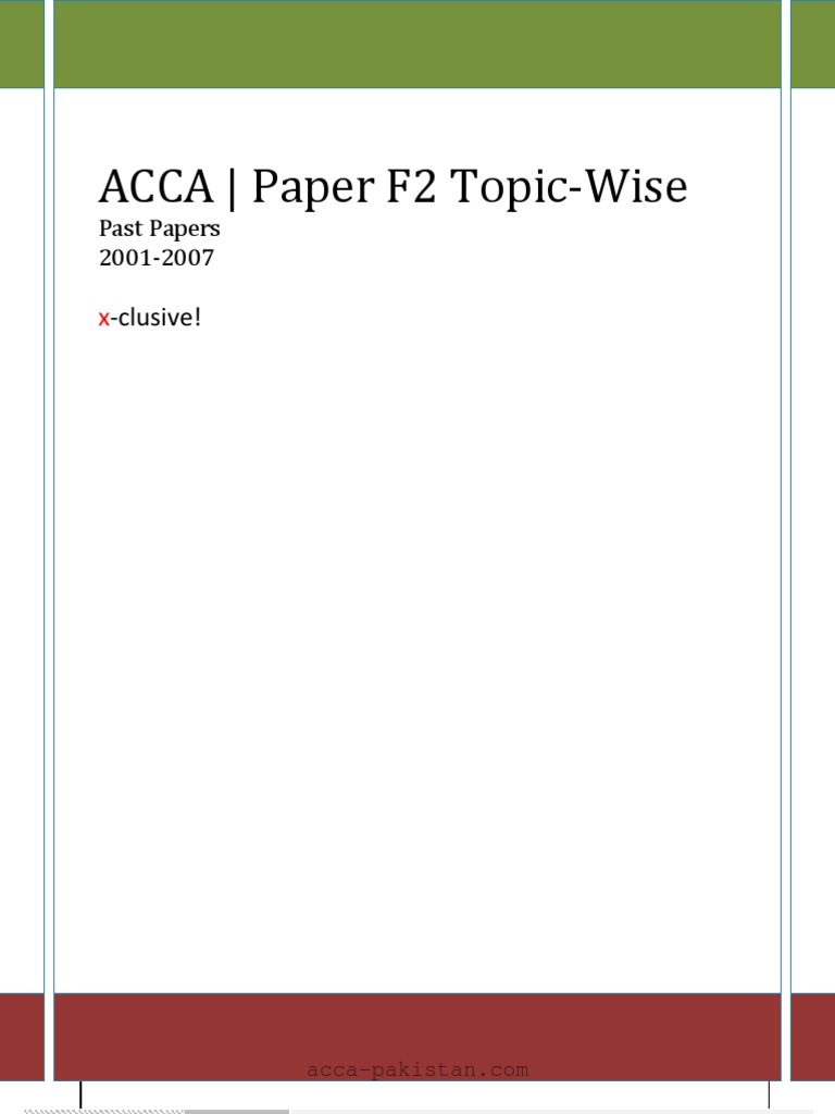 ACCA F2 Past Papers (2001-2007) | PDF