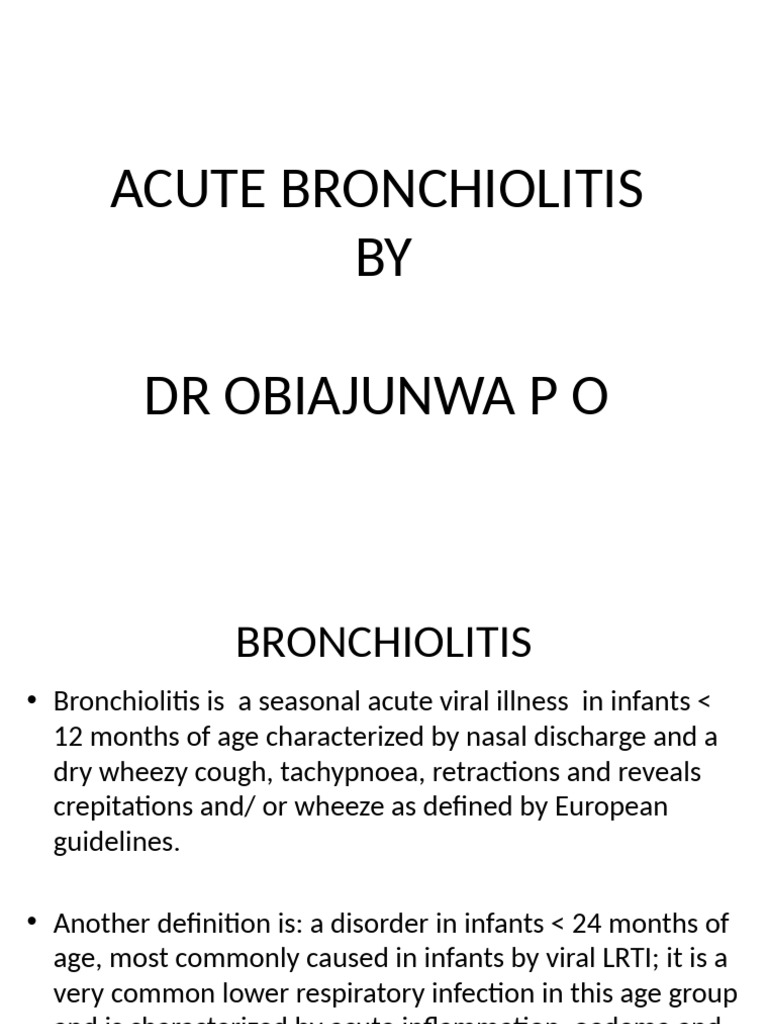 ACUTE BRONCHIOLITIS | PDF | Medical Specialties | Public Health
