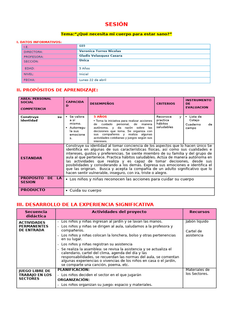 Sesión 22 de Abril - Inicial 689 | PDF | Evaluación | Dibujo