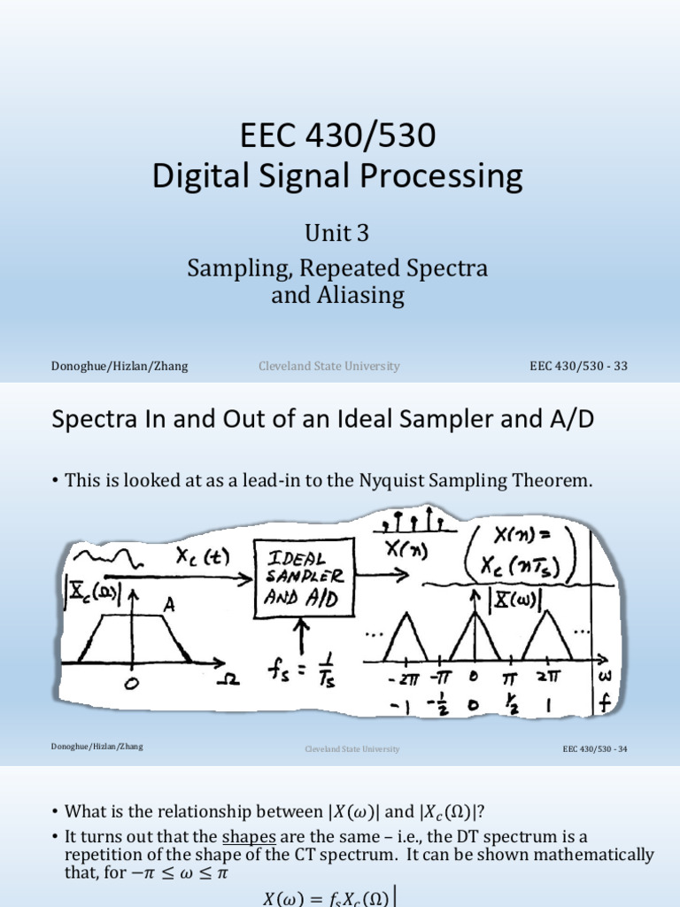 Unit 3 - Sampling, Repeated Spectra and Aliasing | PDF | Sampling (Signal Processing) | Filter ...