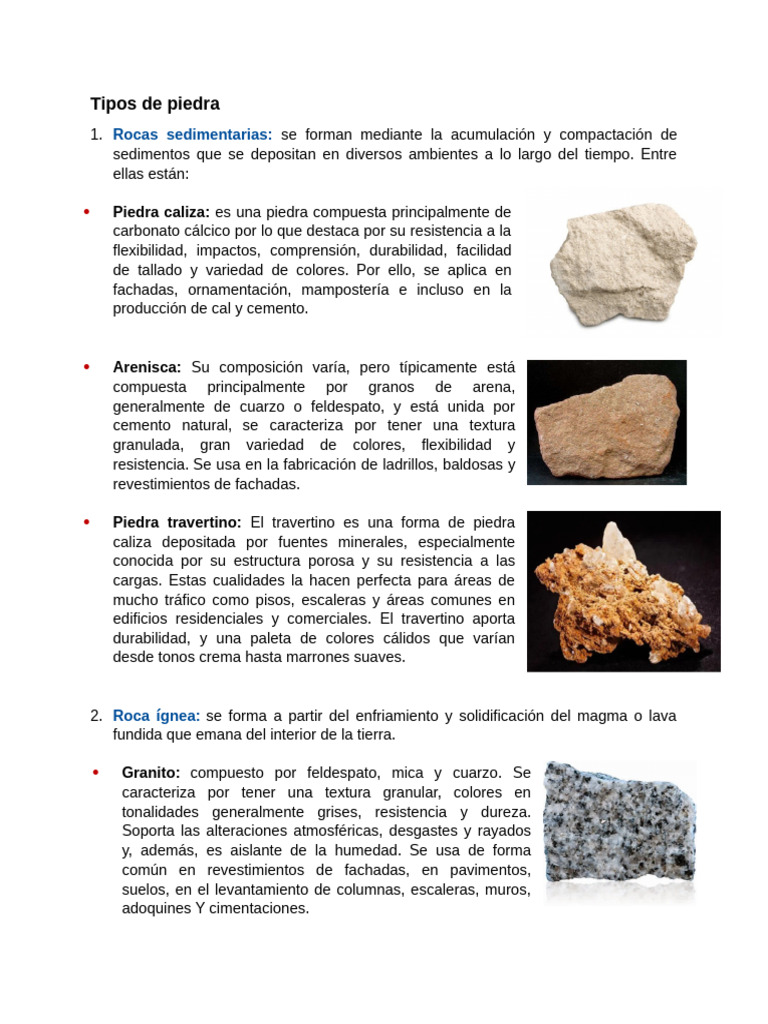 Tipos de Piedra | PDF | Minerales | Caliza