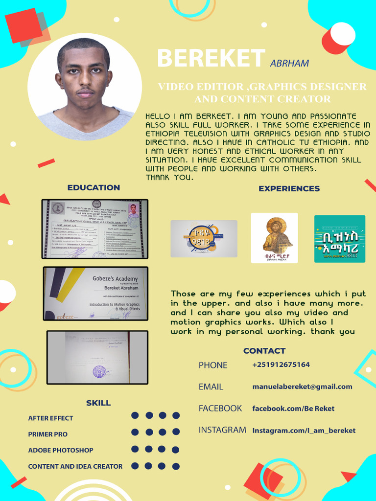 CV - Bereket Manuela | PDF