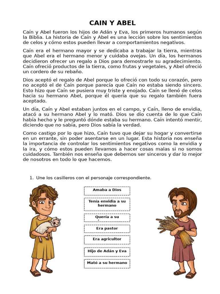 Cain y Abel Actividad | PDF