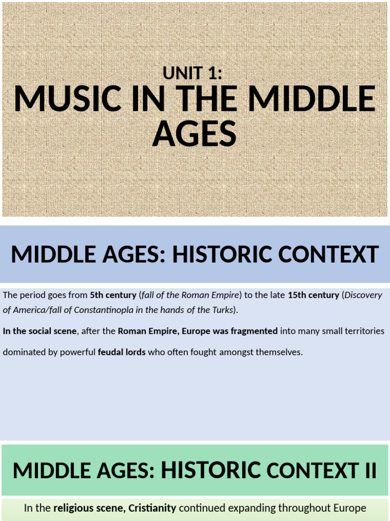 Unit 1 - Music in The Middle Ages | PDF | Middle Ages | Musical ...