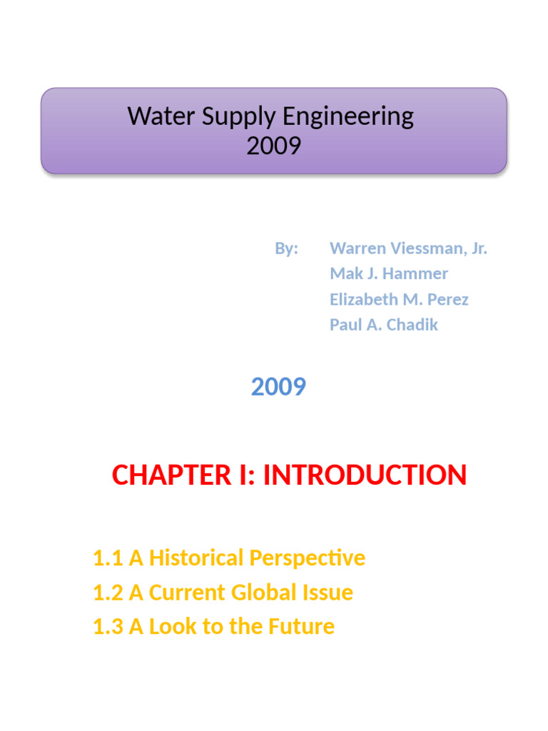 Water Supply Engineering (Chapter 1, Introduction) | PDF | Water | Sustainability