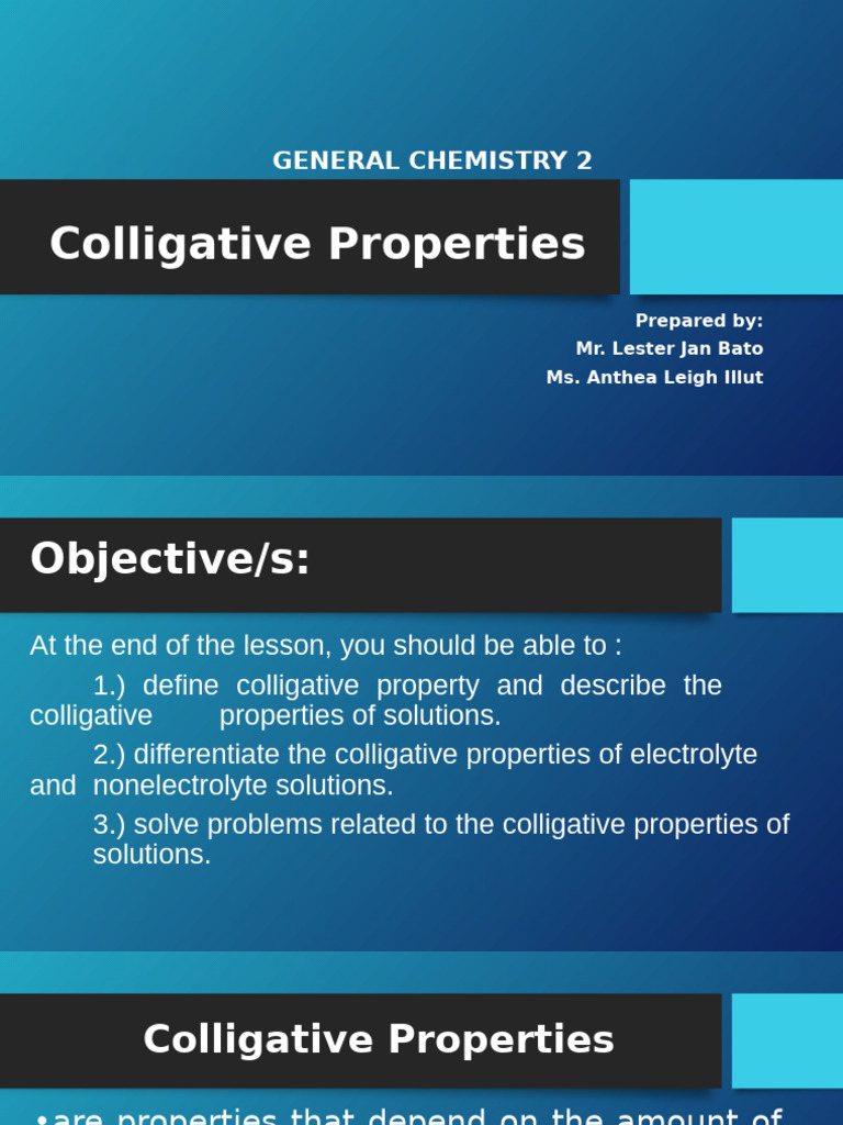 Colligative Properties of Solutions 1 | PDF | Applied And ...