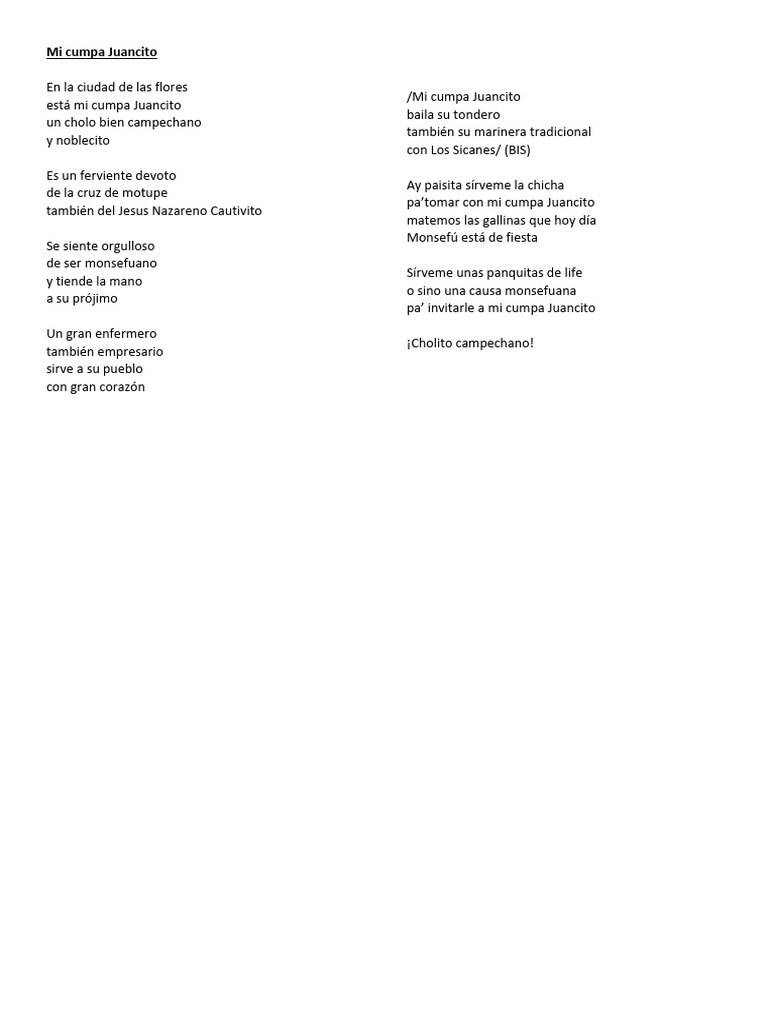 Mi Compadre Juancito | PDF