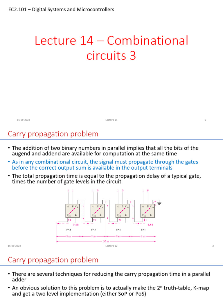 Lec14 - Comnibational Circuits 3 | PDF | Mathematics | Mathematical Logic