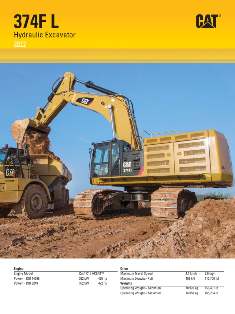 Specalog 374f Caterpillar | PDF | Horsepower | Biodiesel