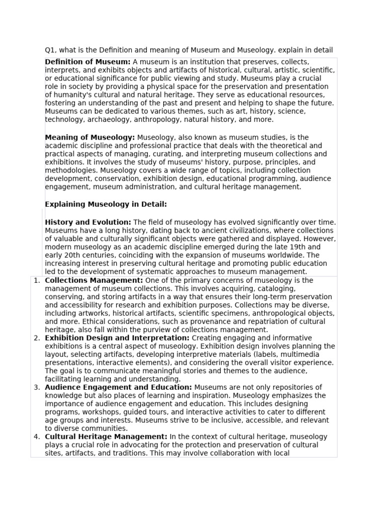 Museum Definition and Museology Explained | PDF | Museum | Museology