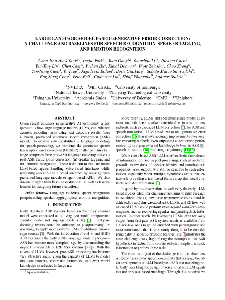 Large Language Model Based Generative Error Correction: A Challenge and Baselines For Speech ...