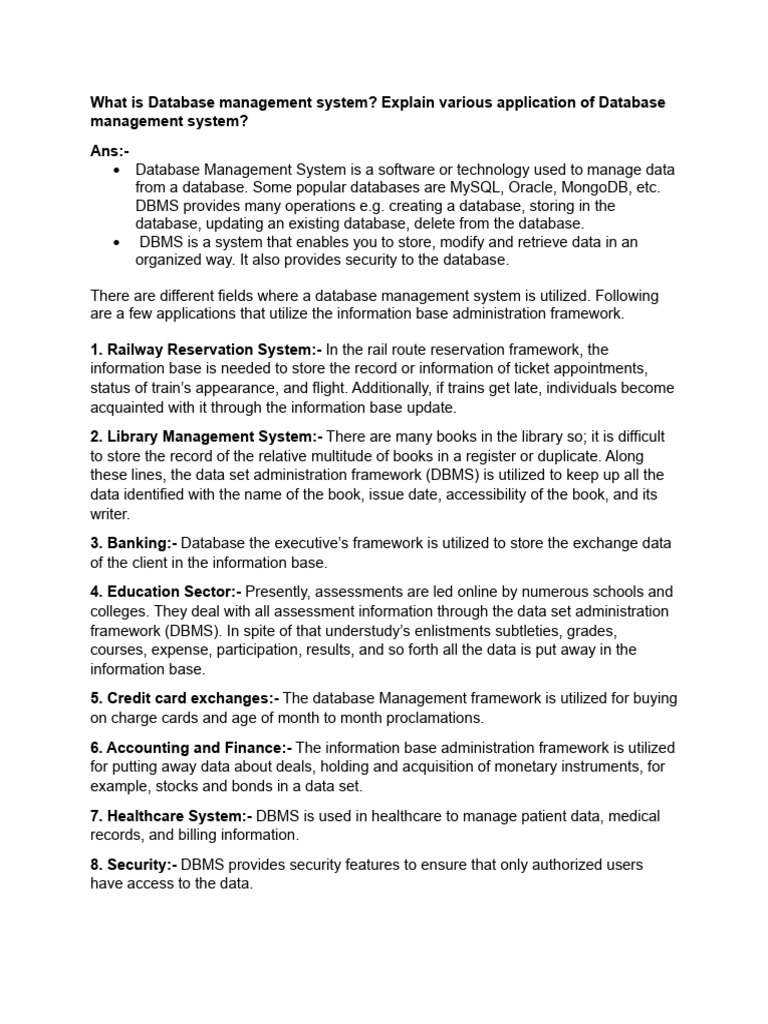 DBMS WH | PDF | Databases | Cloud Computing