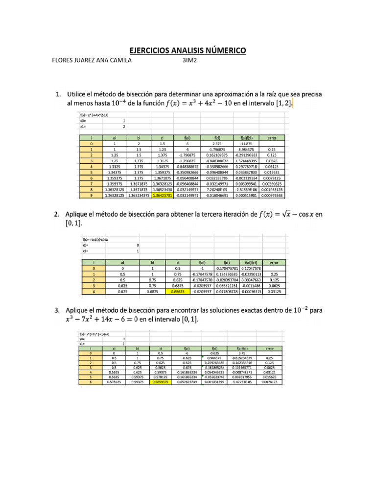 Ejercicios Analisis Númerico | PDF