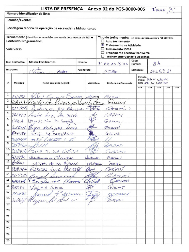 Lista de Presença | PDF