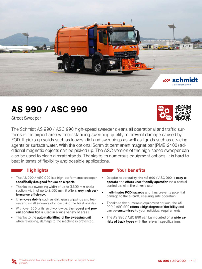 PFS As-990-Asc-990 Schmidt Street-Sweepers Us-Letter I en US Web | PDF ...