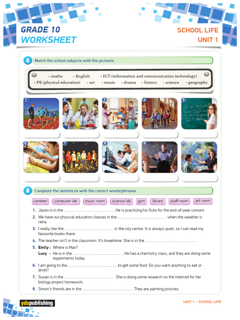 Grade 10 School Life Worksheet | PDF