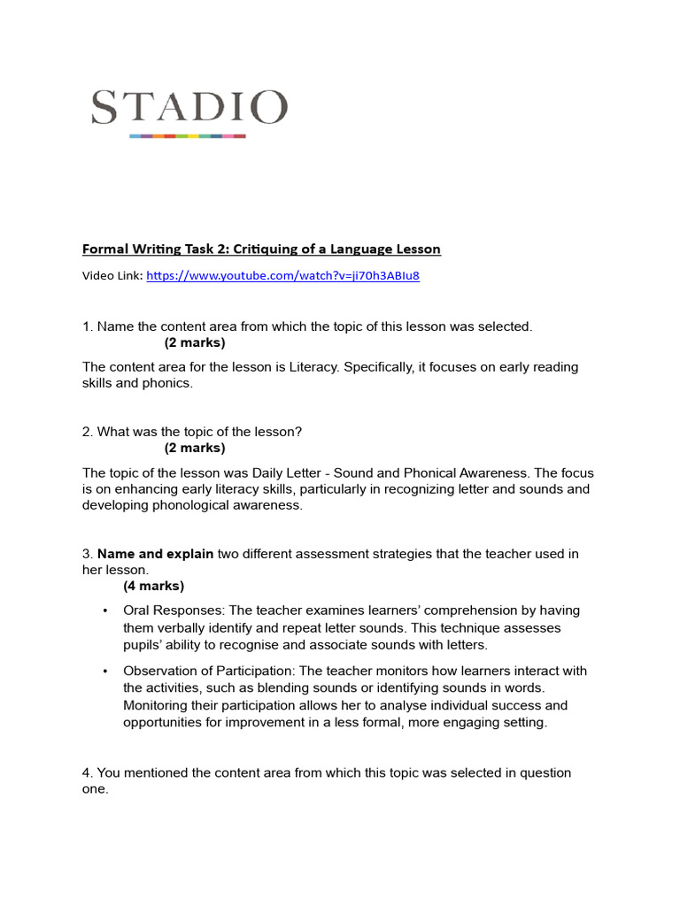 Formal Writing Task 2 Template-1 | PDF | Phonics | Reading Comprehension