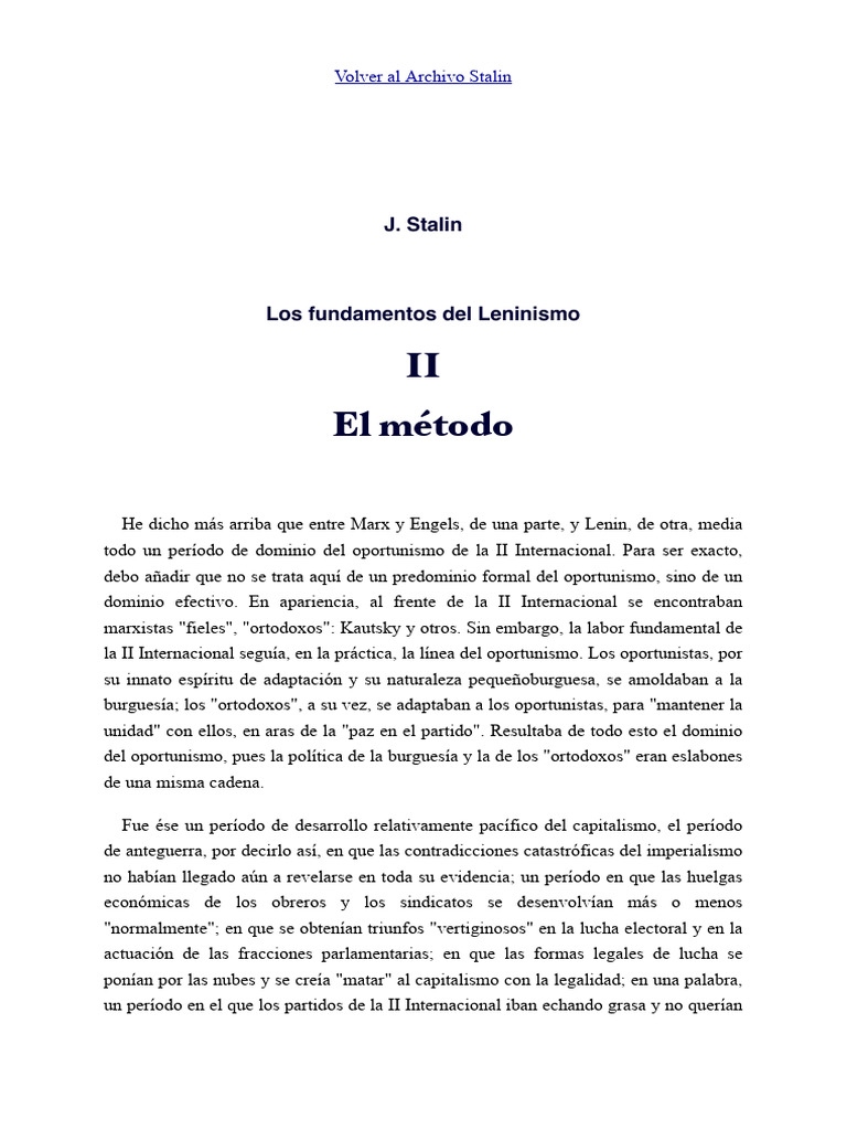 Los Fundamentos Del Leninismo | PDF | Vladimir Lenin | leninismo