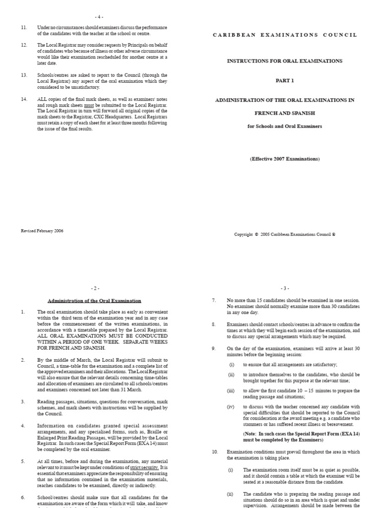 CSEC French&Spanish SBAPracticals InstructionsforOralpart1 | PDF