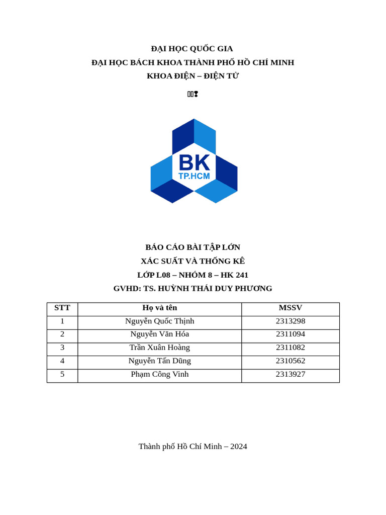 BTL XSTK BCTĐ 1 | PDF
