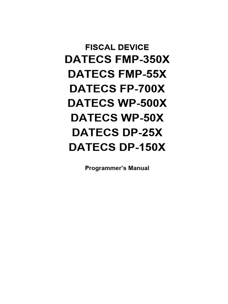 Datecs Fiscal Devices Programmer's Manual | PDF | Parameter (Computer Programming) | Receipt