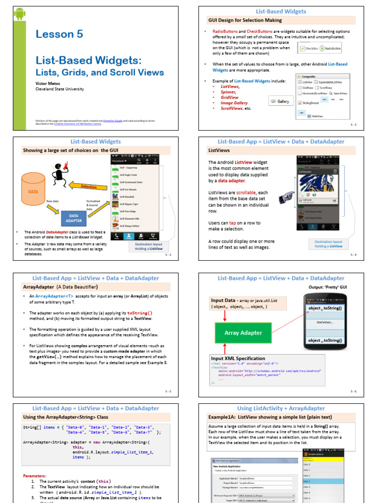 Android Chapter05 ListBased Widgets | PDF | Graphical User Interfaces ...
