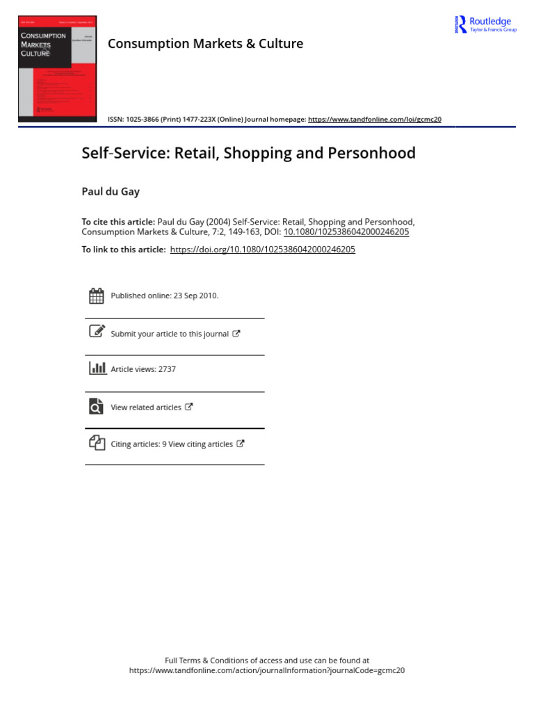 Self-Service Shopping and Personhood | PDF | Retail | Self
