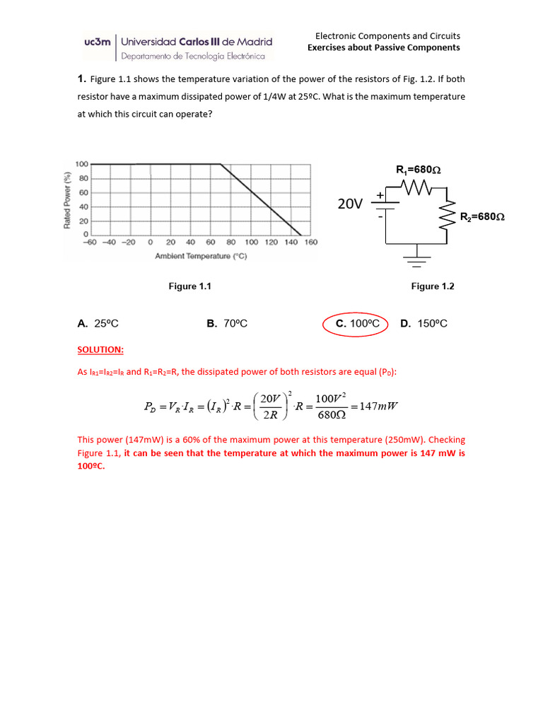 1 - Passive Components Exercises | PDF | Resistor | Electrical Network