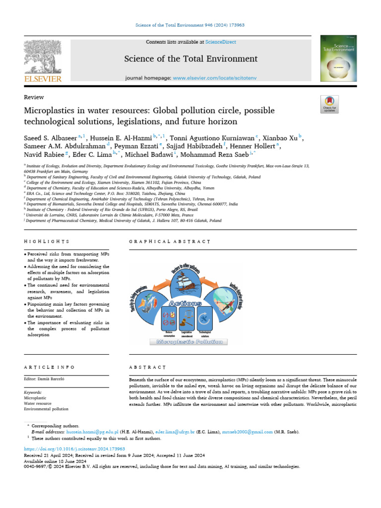 Microplastics in Water Resources Global Pollution Ci | PDF | Human ...