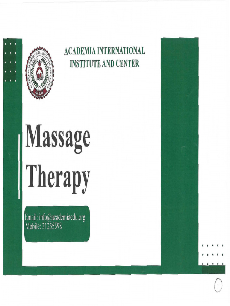 Massage Therapy Lecture Notes | PDF
