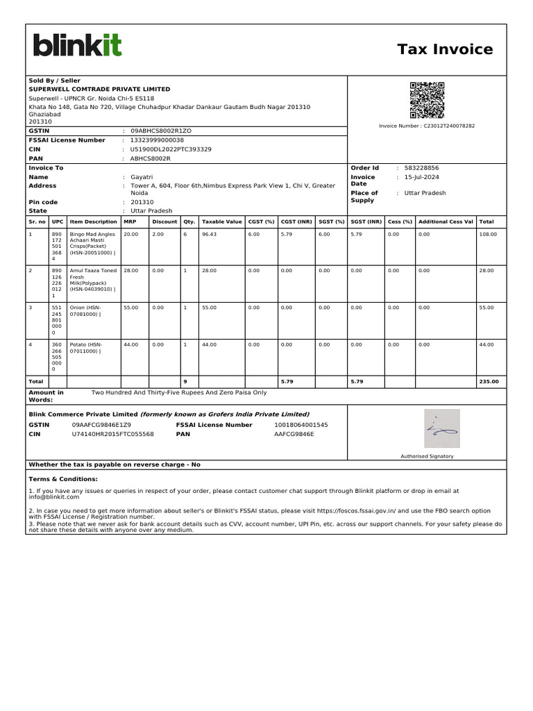 Tax Invoices for Gayatri's Orders | PDF | Invoice | Economy Of India