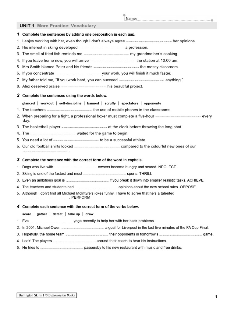01skills1 VocabGram MorePrac1 | PDF | Perfect (Grammar) | Linguistics