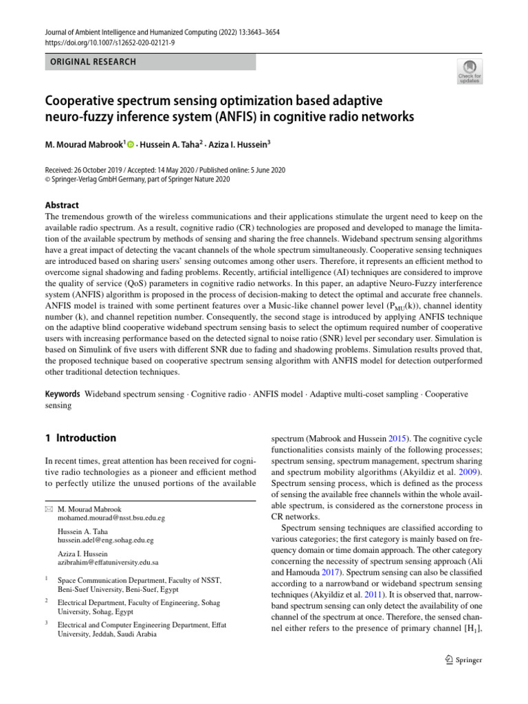 1 Cooperative Spectrum Sensing Optimization Based Adaptive 1 Pdf