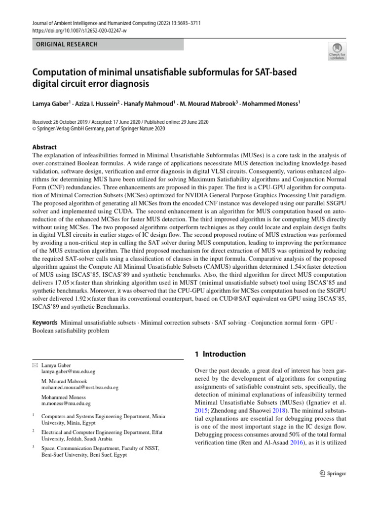 3-Computation of Minimal Unsatisfiable Subformulas For SAT Based-1 | PDF | Computational ...
