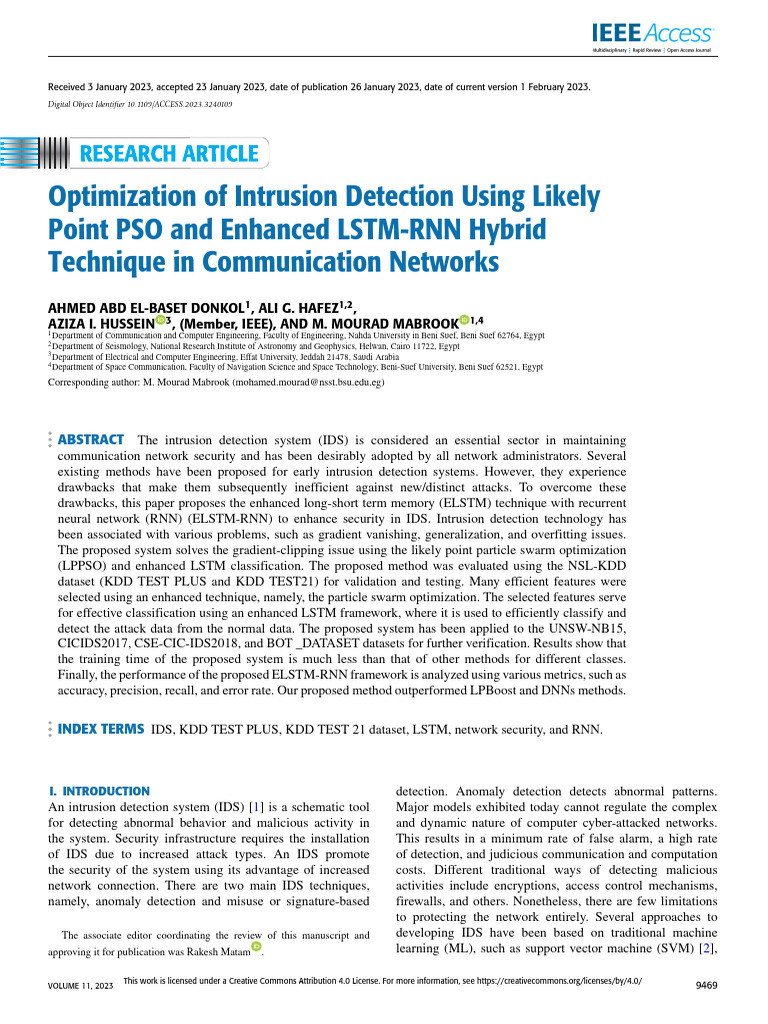 Optimization of Intrusion Detection Using Likely Point PSO and Enhanced ...