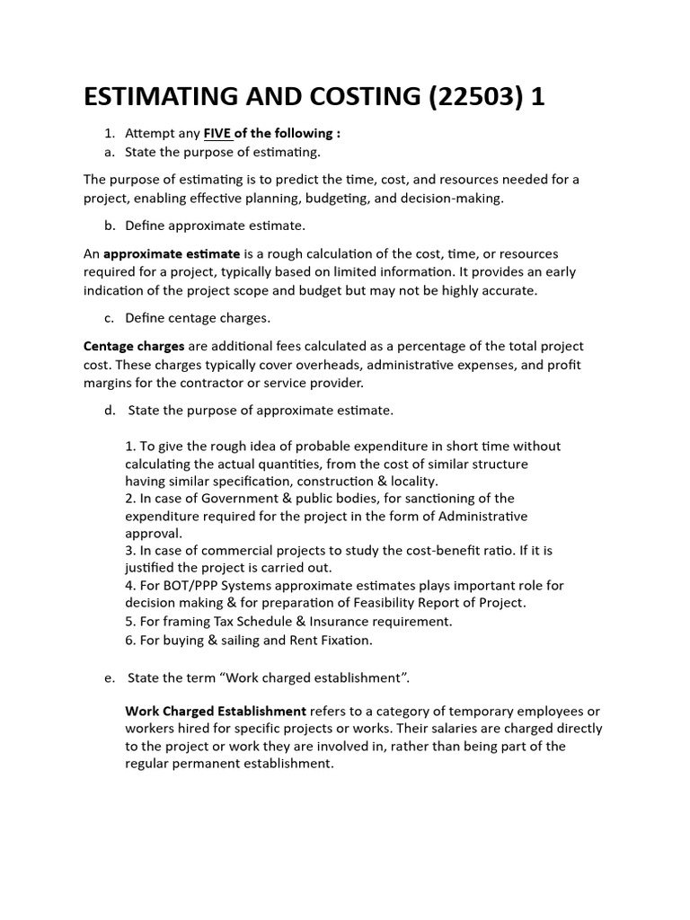 Estimating and Costing 1 | PDF | Wall