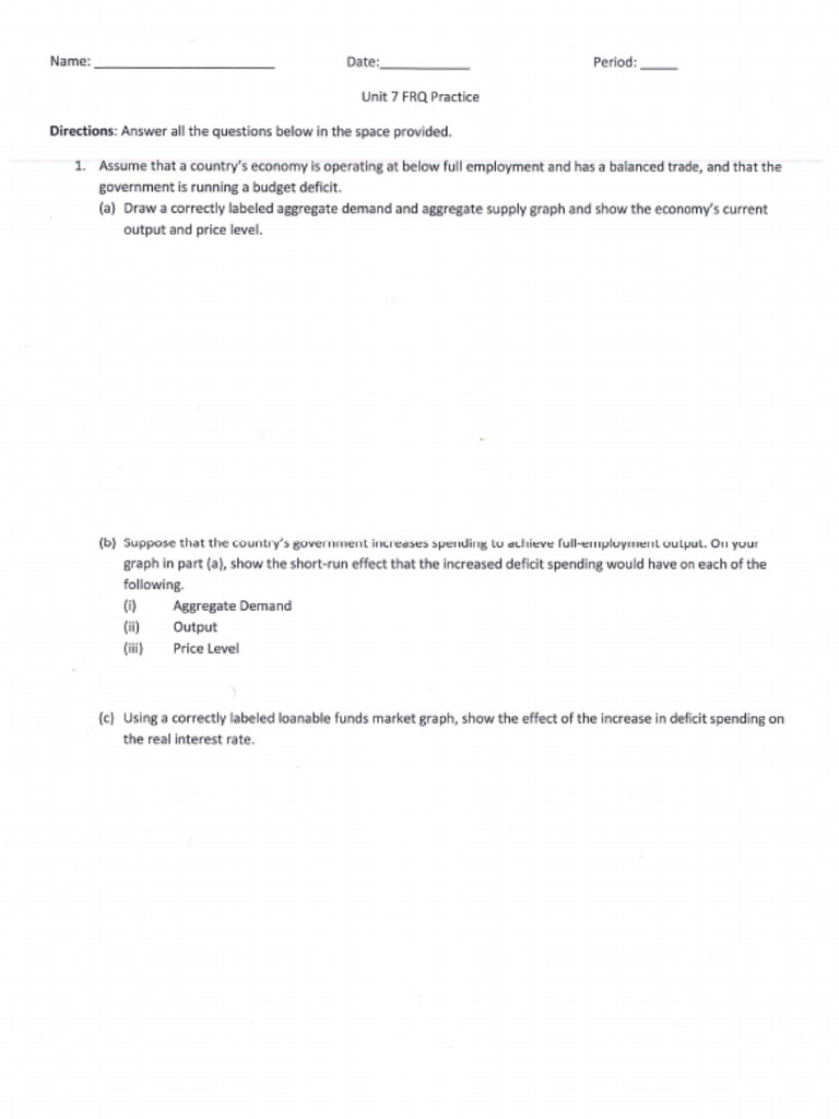 Unit 7 FRQ Test - in Class Practice With Answers | PDF