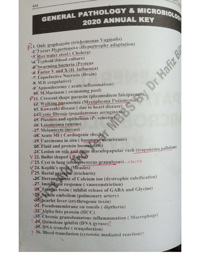 Patho HB Past Key | PDF