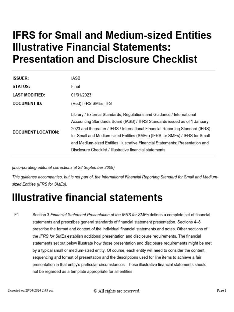 IFRS For Small and Medium-Sized Entities Illustrative Financial ...