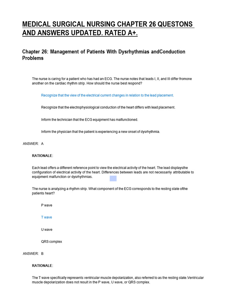 Dysrhythmias & Conduction Q&A | PDF | Electrocardiography | Artificial ...