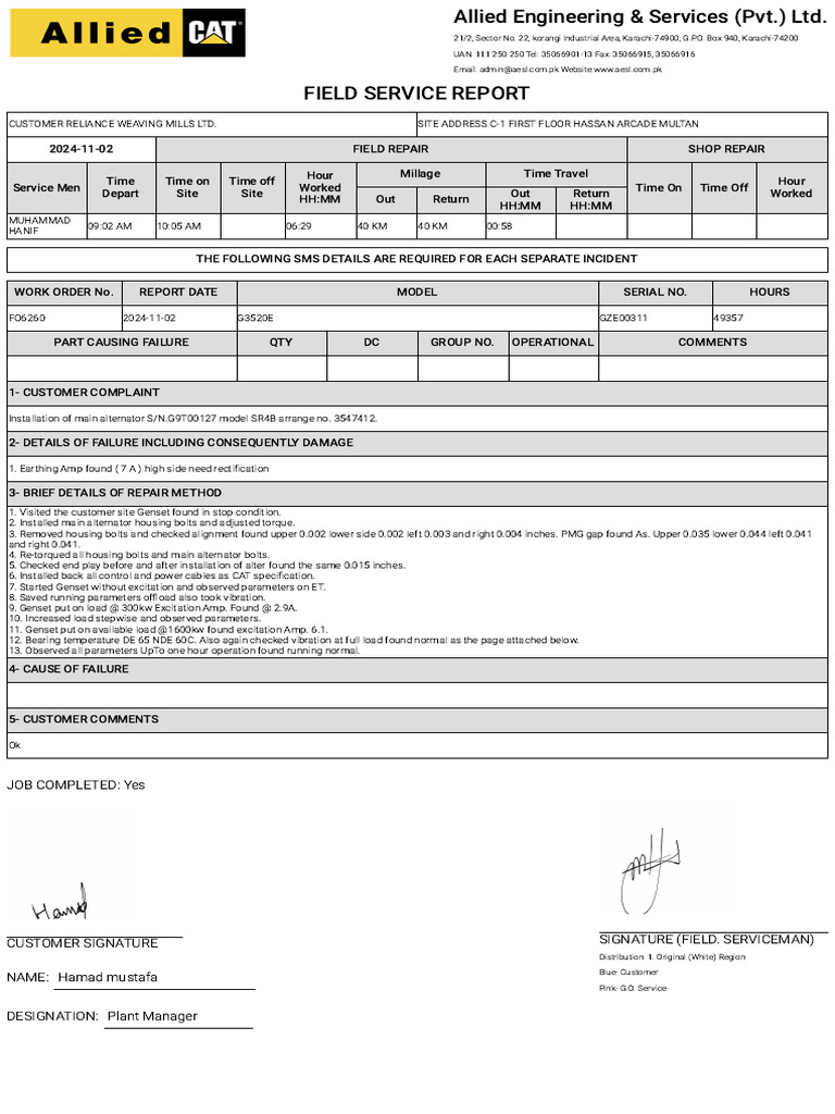 FSR - Report - Invalid Date1730569415061 PDF | PDF | Electrical ...